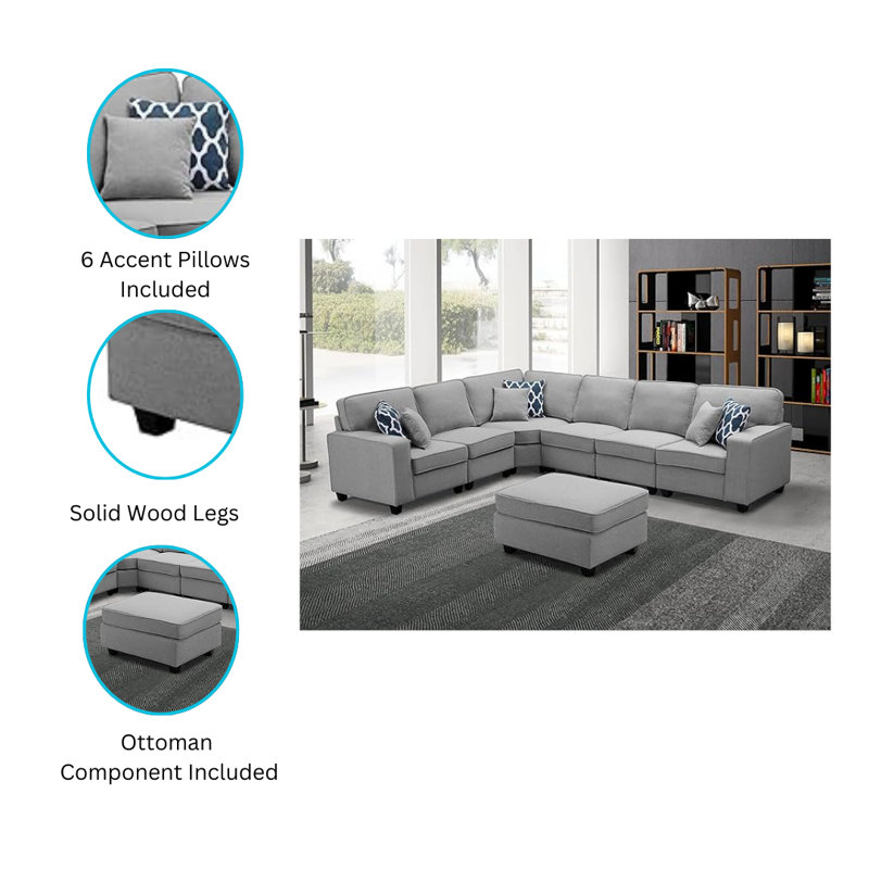 Latitude Run® Penthia 7 Piece Modular Sectional Sofa with Ottoman | Wayfair