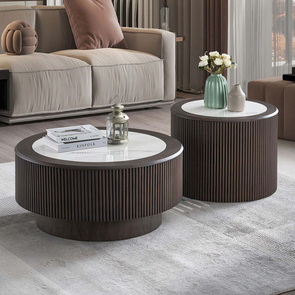 Orren Ellis Round Coffee Table Set | Wayfair