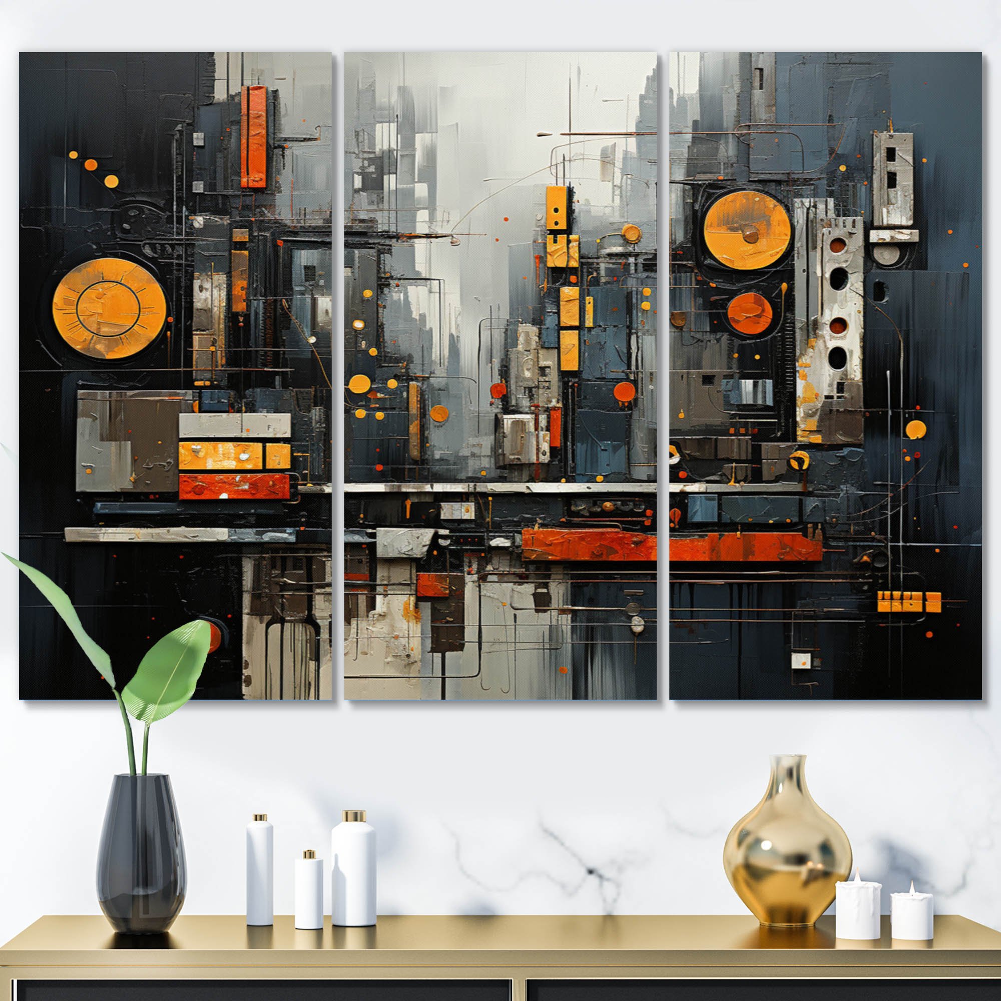 Wrought Studio™ Urban Rhythms - Abstract Collages Canvas Wall Art Set ...