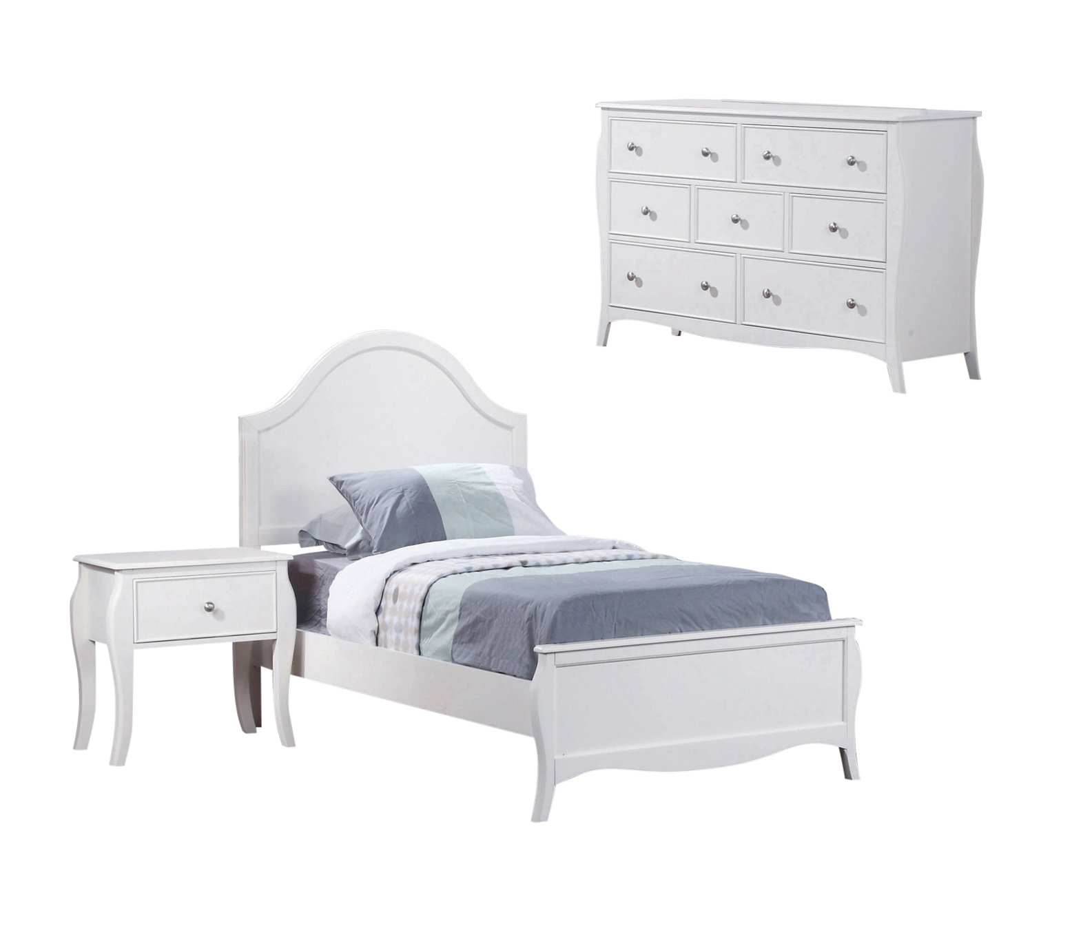 Charlton Home Gulnora White 3-Piece Bedroom Set with Dresser - Wayfair ...