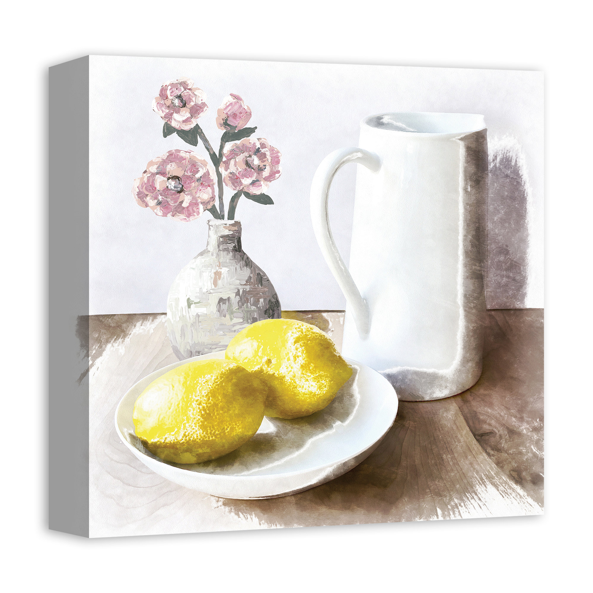 Rosalind Wheeler 'Lemon Pitcher and Flowers' - Wrapped Canvas Painting ...