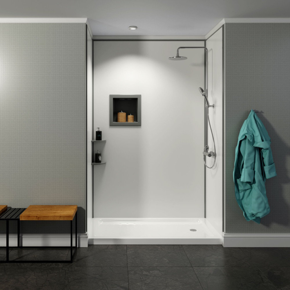 Bella CORE 96" H x 48" D Three Panel Shower Wall - Wayfair Canada