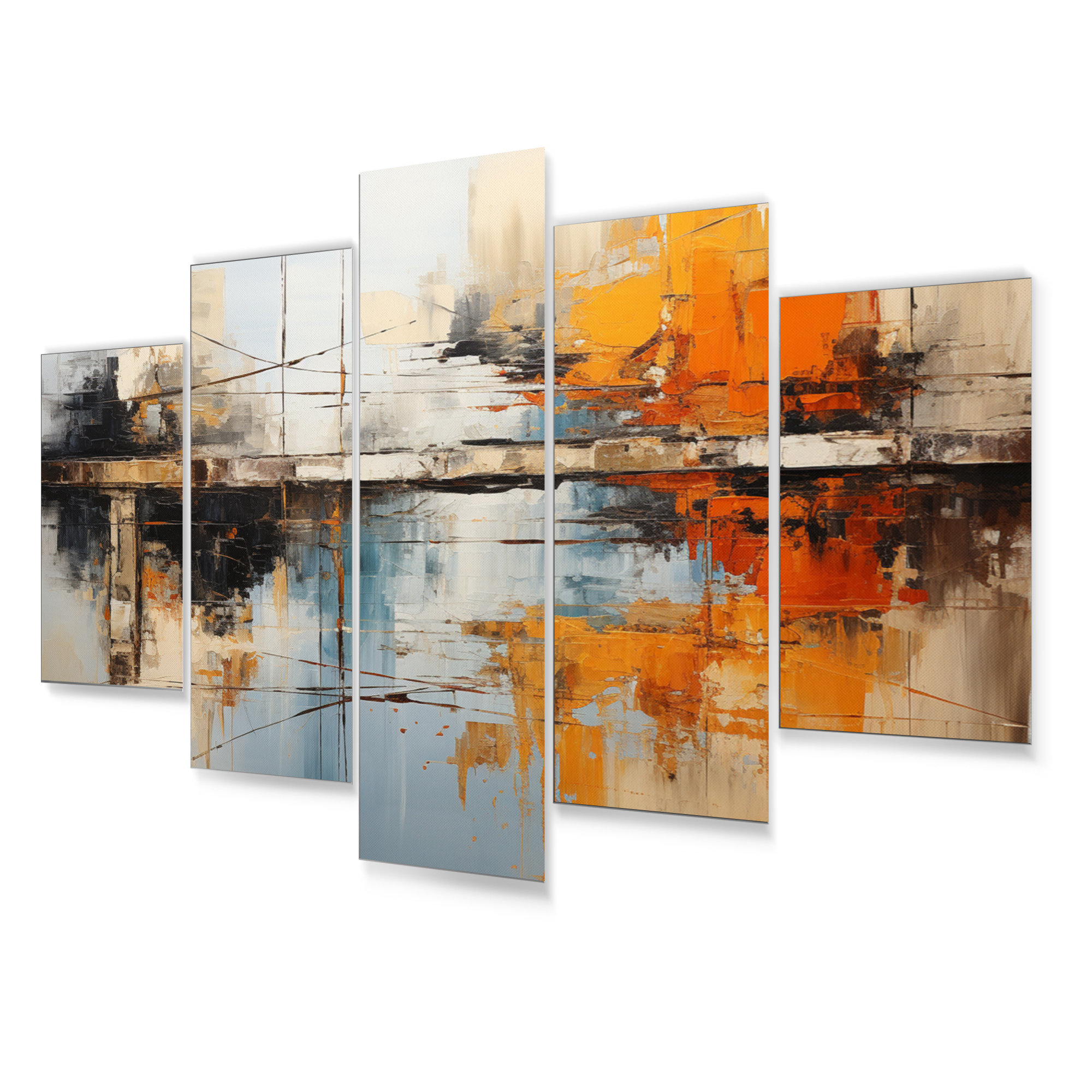 Design Art Green Orange Bold Flow Collage - Abstract Collages Metal ...