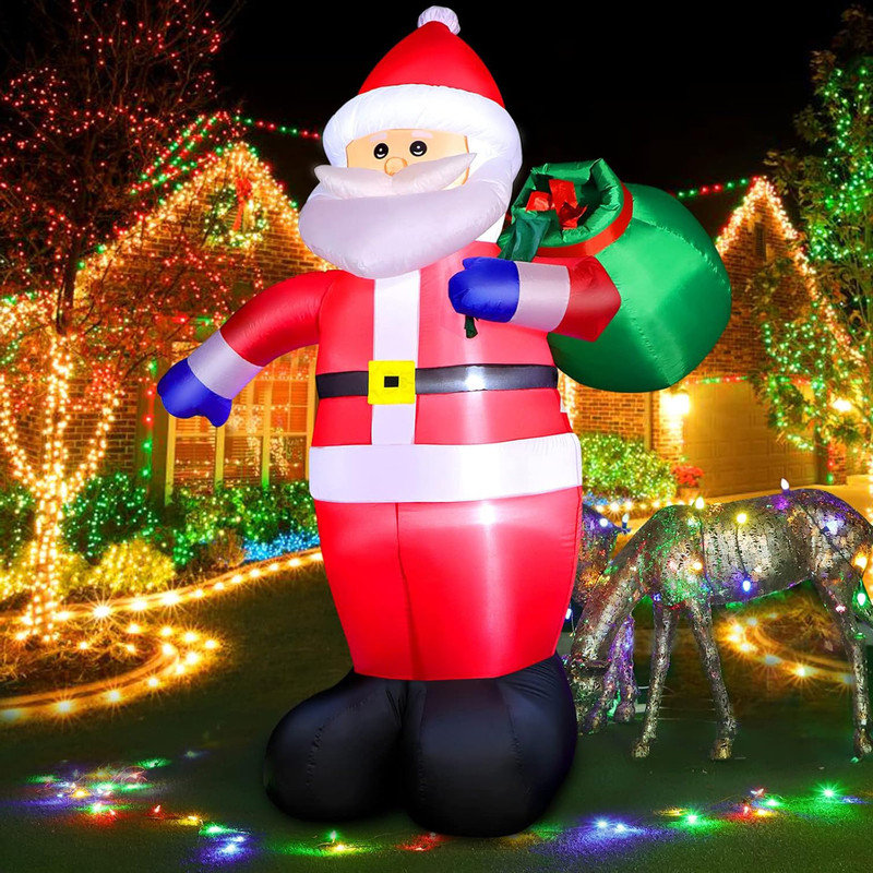 The Holiday Aisle® 8 FT Christmas Inflatable Santa Claus Outdoor ...