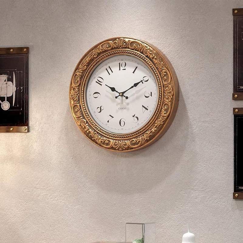 House of Hampton European Vintage Decorative Wall Clock, 12" Antique ...