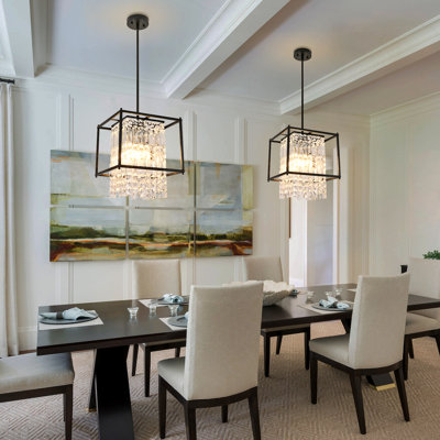 Mercer41 Maybrie 4 - Light Rectangle Pendant with Crystal Accents ...