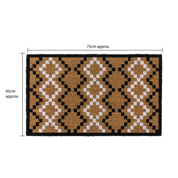 Fleur De Lis Living Latex Backed Eco-Friendly Coir Doormat Diamond ...