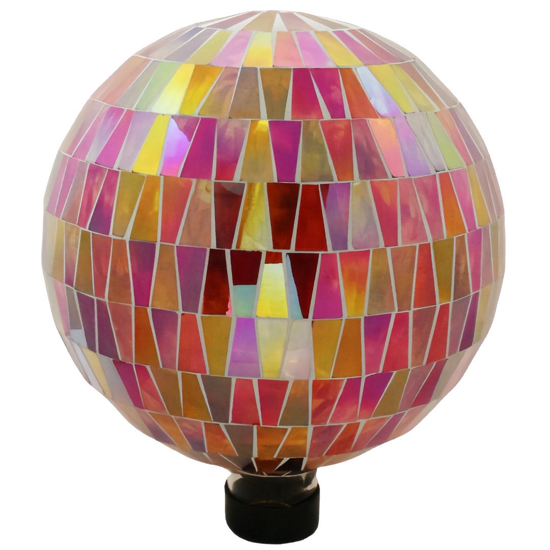 Arlmont & Co. Mosaic Glass Gazing Globe with Hanging Chain, Red Tile ...