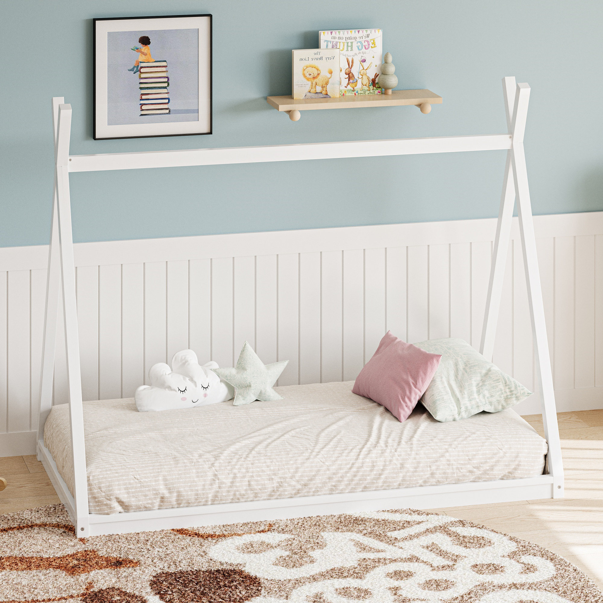 Harper Orchard Montessori Style Wooden Tent Bed for Kids, Low-Floor ...