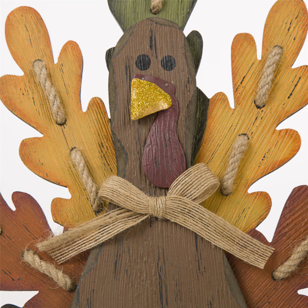 Glitzhome Burlap Wooden Autumn Turkey Welcome Sign & Reviews | Wayfair