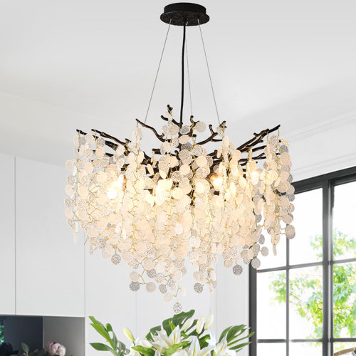 Mercer41 Modern Crystal Chandelier, Tree Branch Pendant Ceiling Light ...