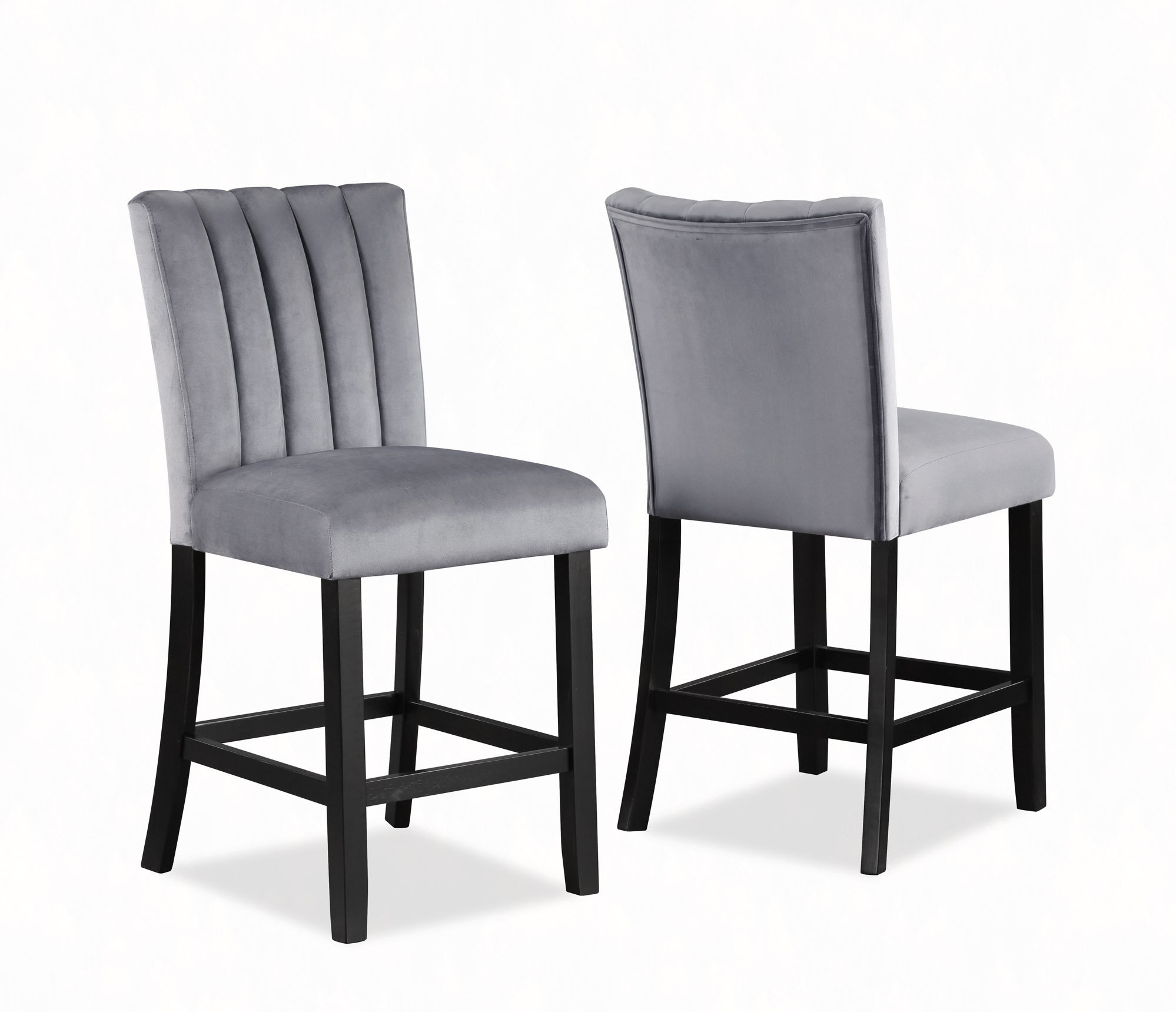 Everly Quinn 2Pc Upholstered Counter Height Velvet Upholstery Chair ...