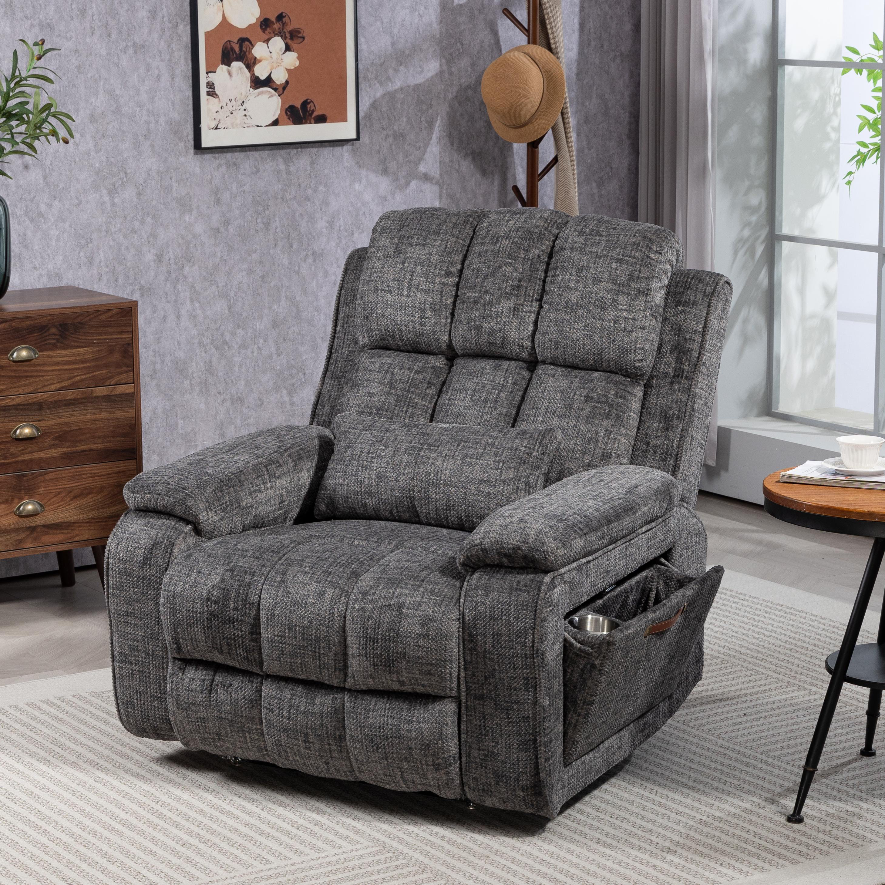 Latitude Run® Chenille Power Lift Chair Recliners Dual Motor Heat ...