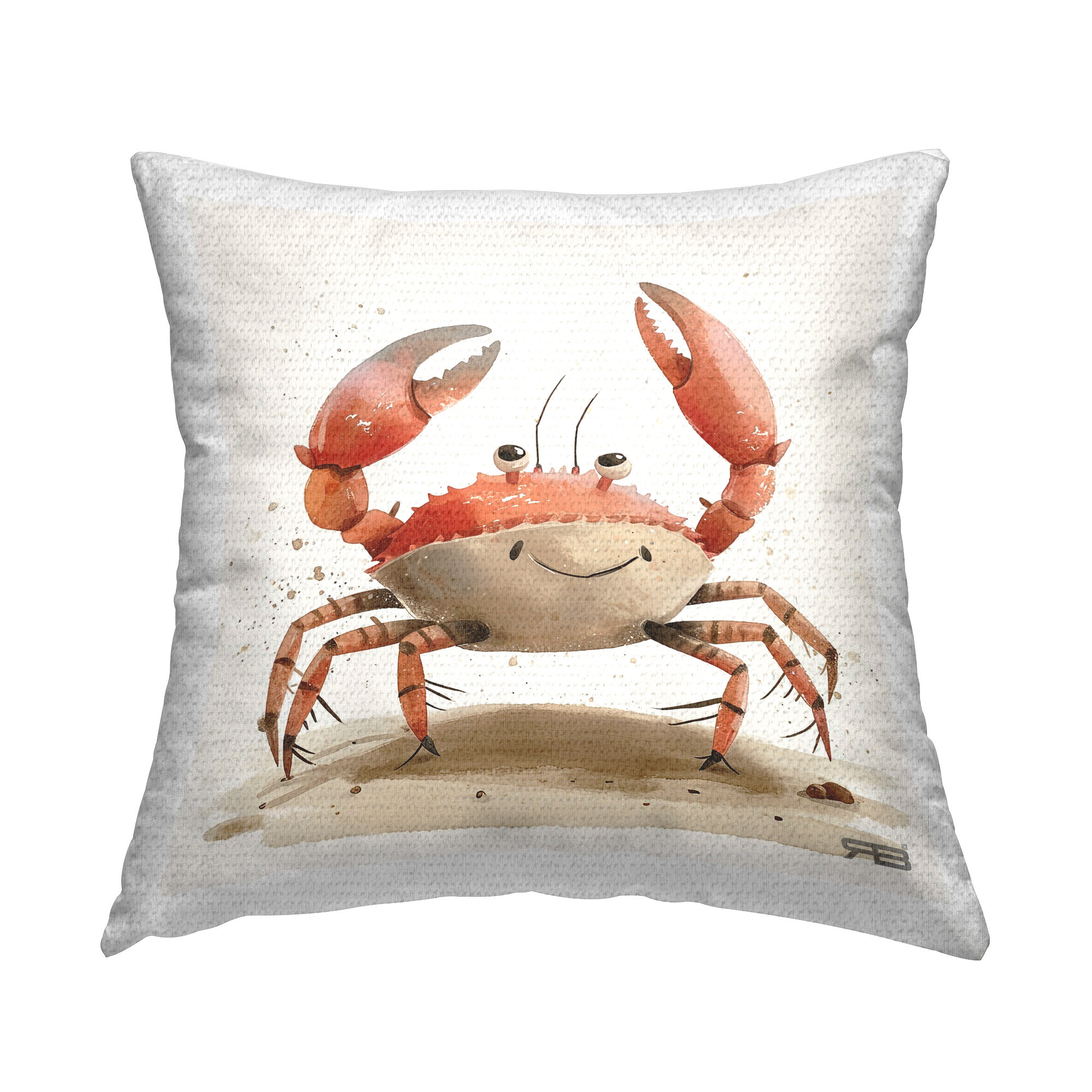 Stupell Industries Happy Beach Crab Printed Outdoor Throw Pillow Design ...
