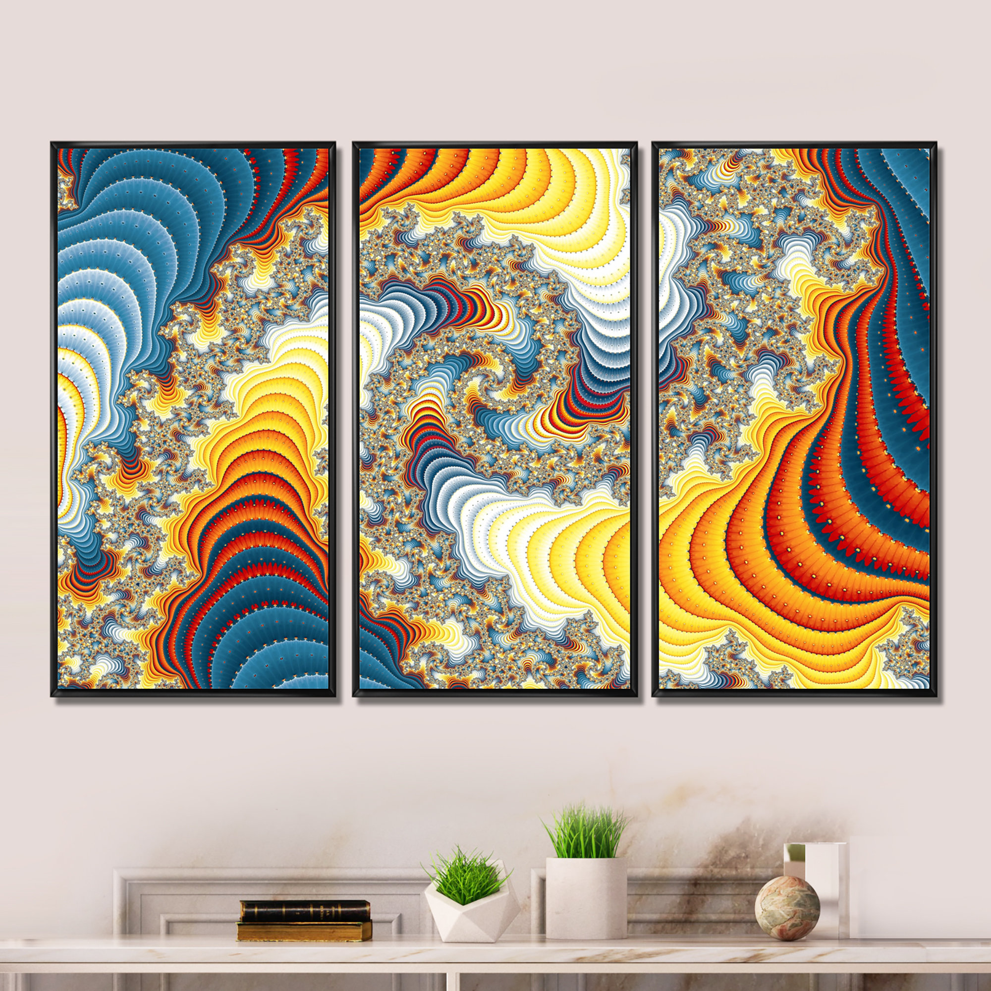 Wrought Studio™ Multidimensional Fractal Spiral - Modern Framed Canvas ...