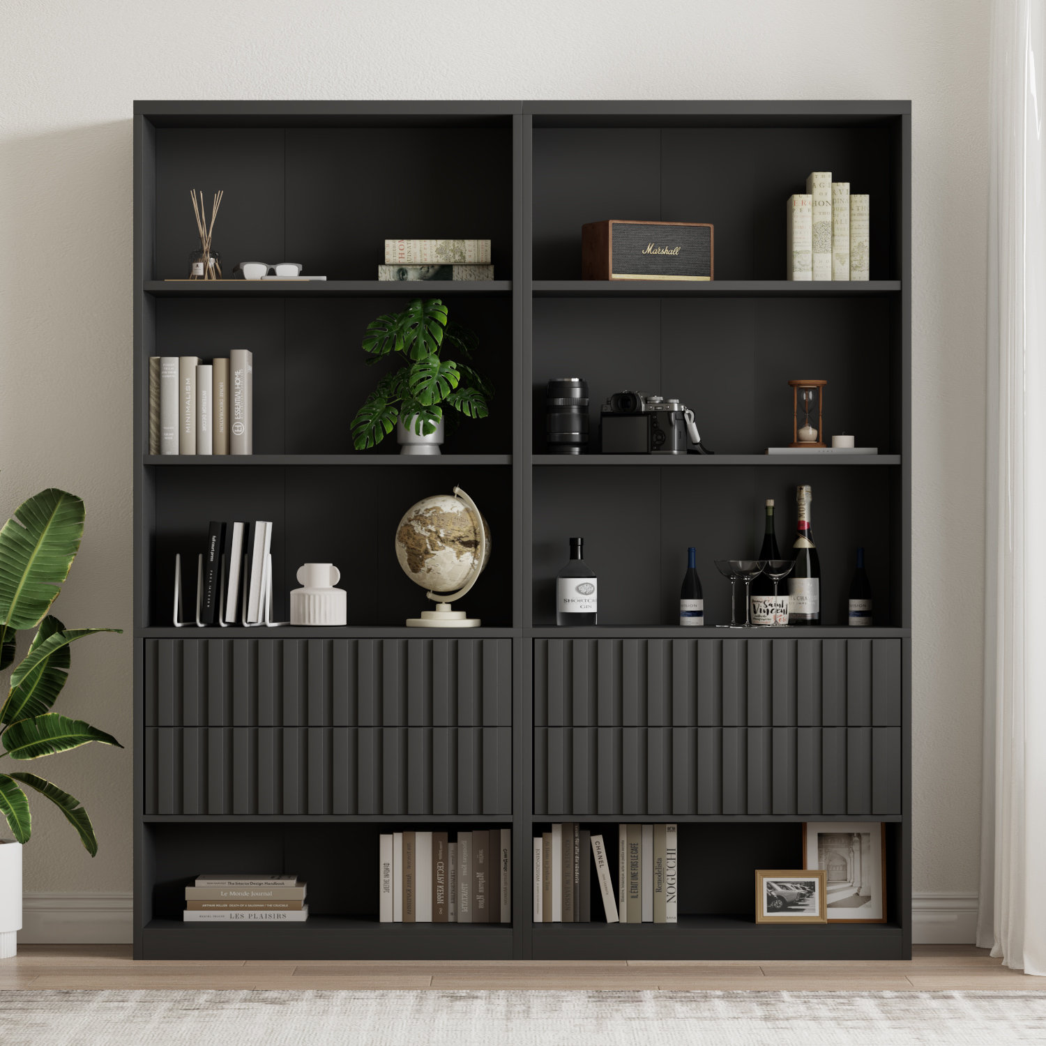 Latitude Run® 71” H Bookcases With 2 Drawers & 4 Open Shelves, Modern ...