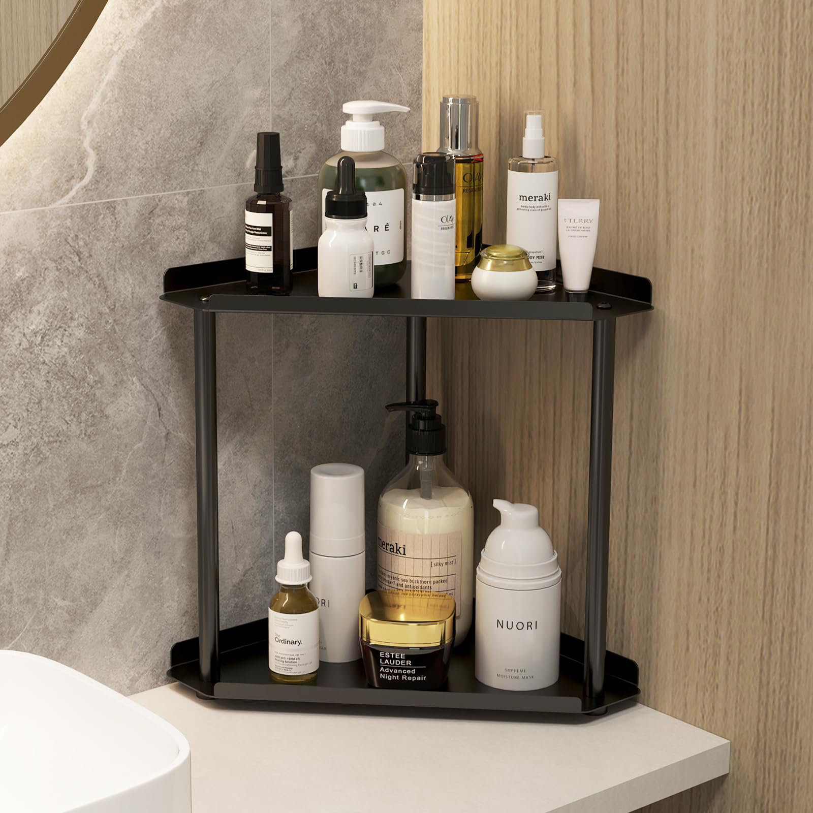 Rebrilliant 2 Tier Bathroom Counter Organizer, Vanity Organizer Corner ...