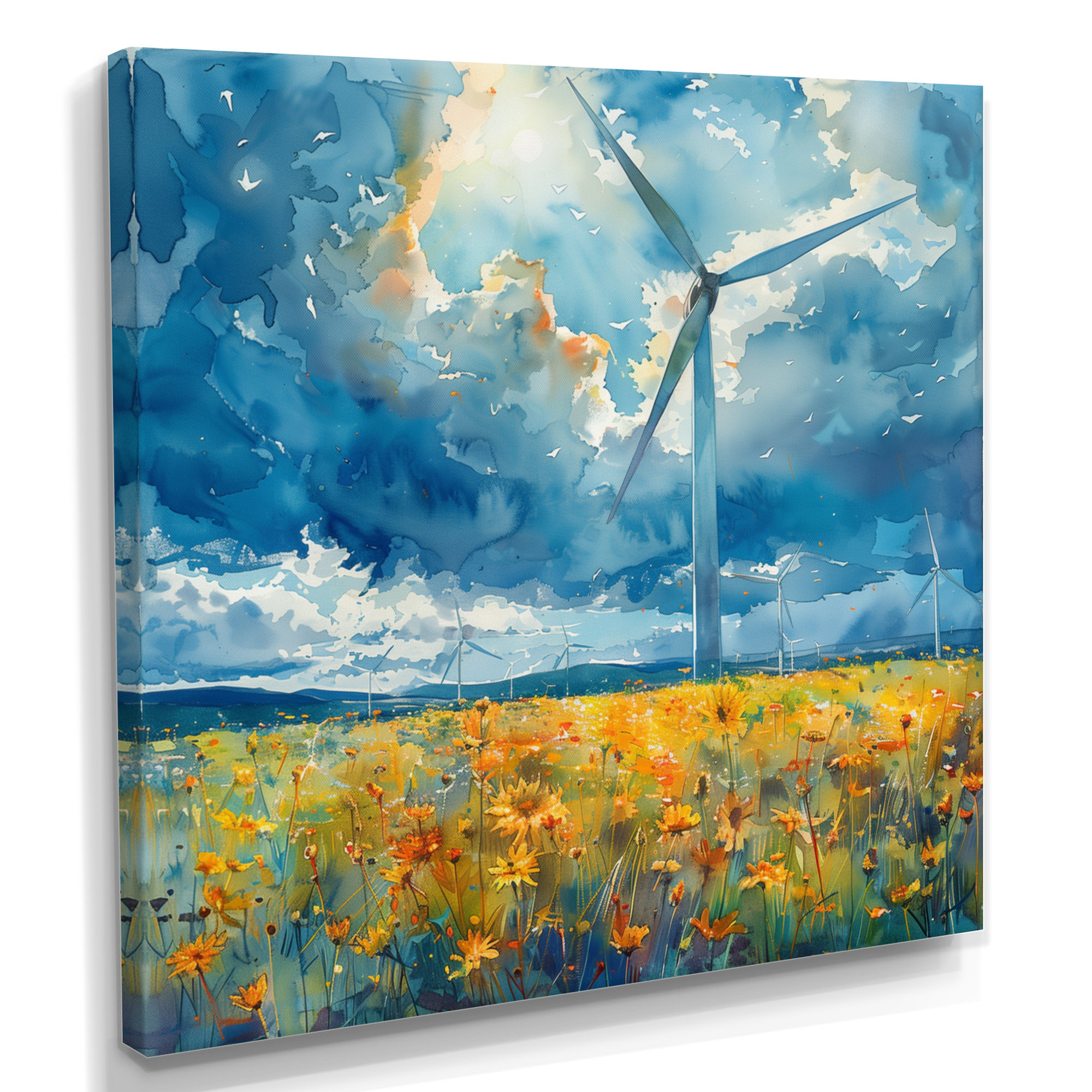 August Grove® Blue Yellow Summer Spinning Harmony Wind Turbine - Wind ...