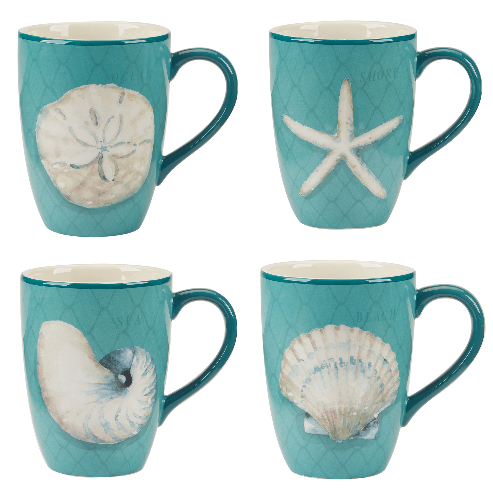 Certified International Ocean View Set of 4 Mugs 5.875in x 3.75in x 5in ...