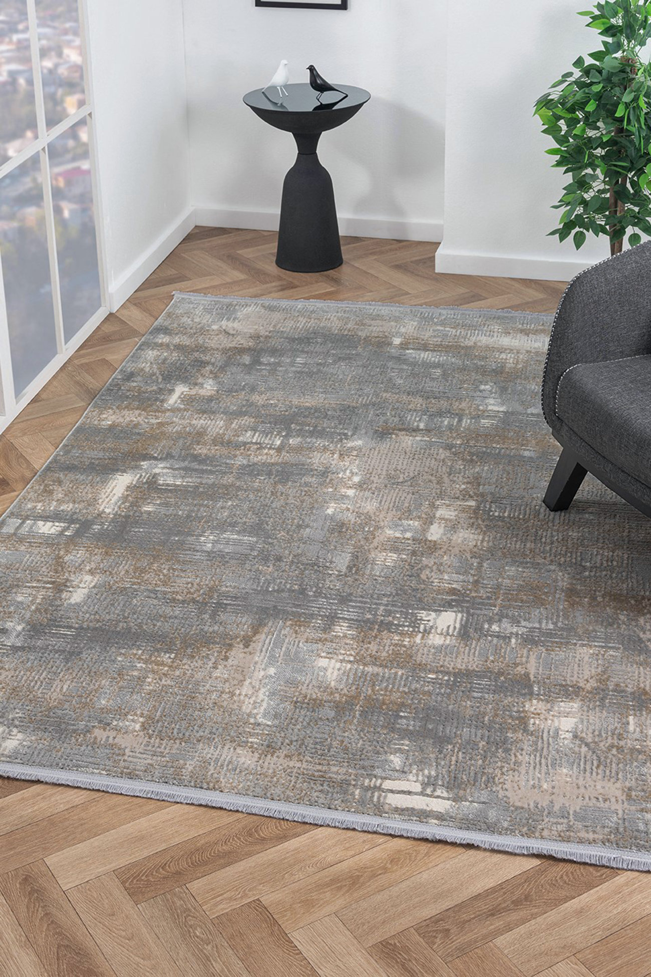 17 Stories Kylene Indoor/Outdoor Gray Abstract Area Rug | Wayfair