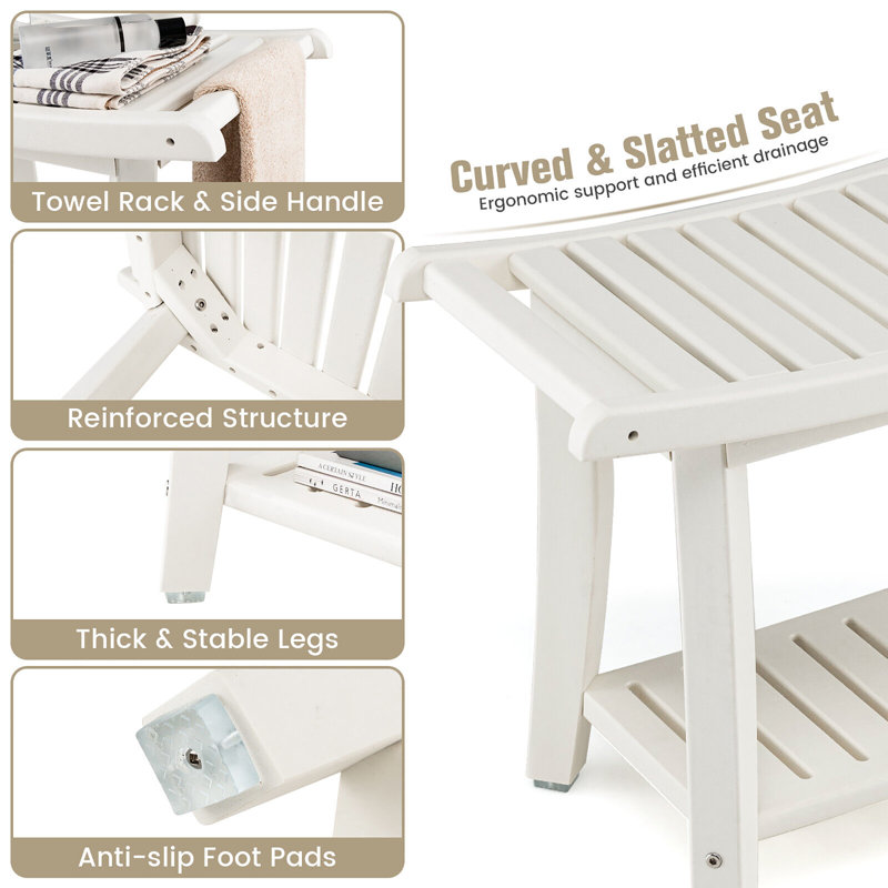 Winston Porter 24'' W HDPE Shower Bench & Reviews | Wayfair