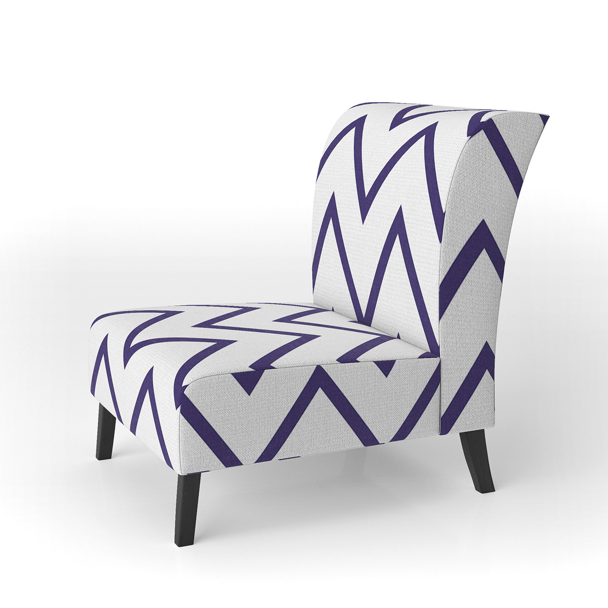 Orren Ellis Blue Zigzag Chevron - Upholstered Patterned Accent Slipper ...