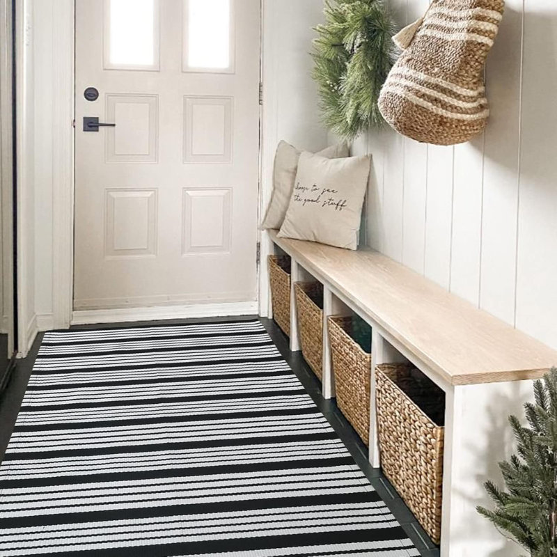 Gracie Oaks 3' X 5' Striped Front Porch Rug | Wayfair