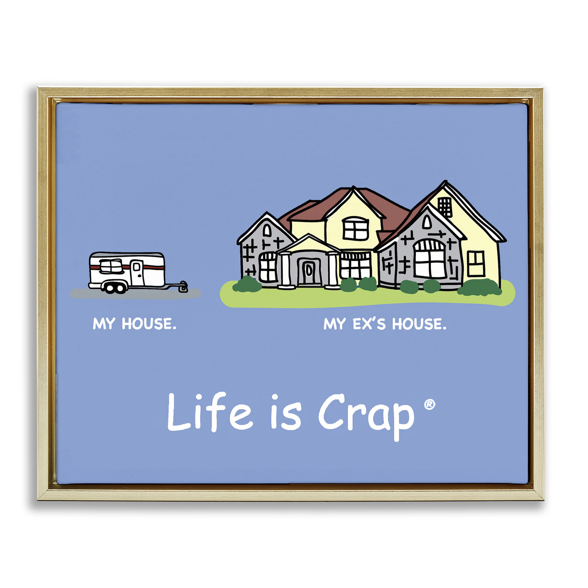 Trinx Funny My House Floater Canvas Wall Art by LIC | Wayfair