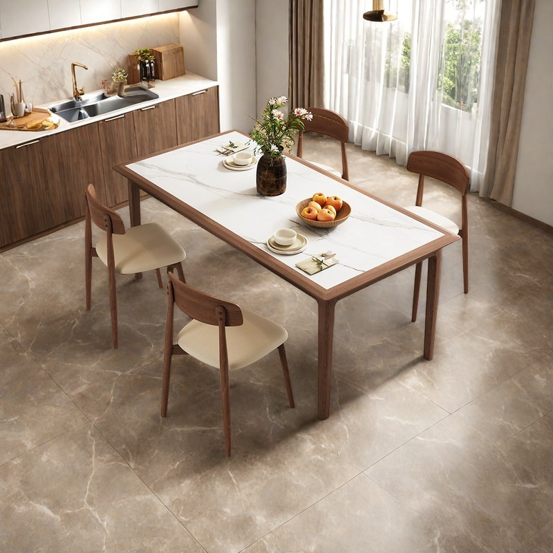 Lee's luxury furniture Solid Wood Rock Board Dining Table Sets. | Wayfair