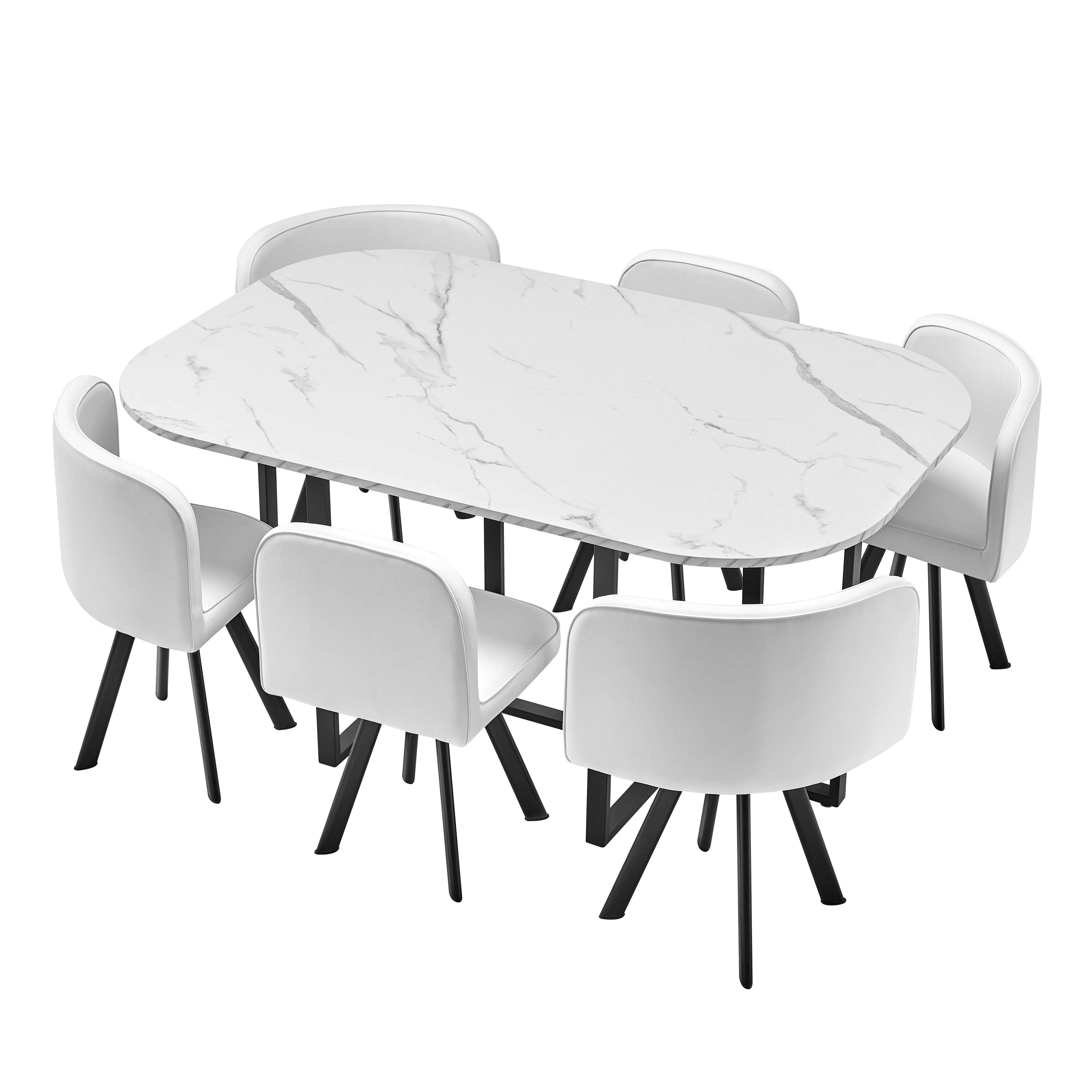 Corrigan Studio® Kayla-Ann 6 - Person PU Upholstered Dining Table Set ...