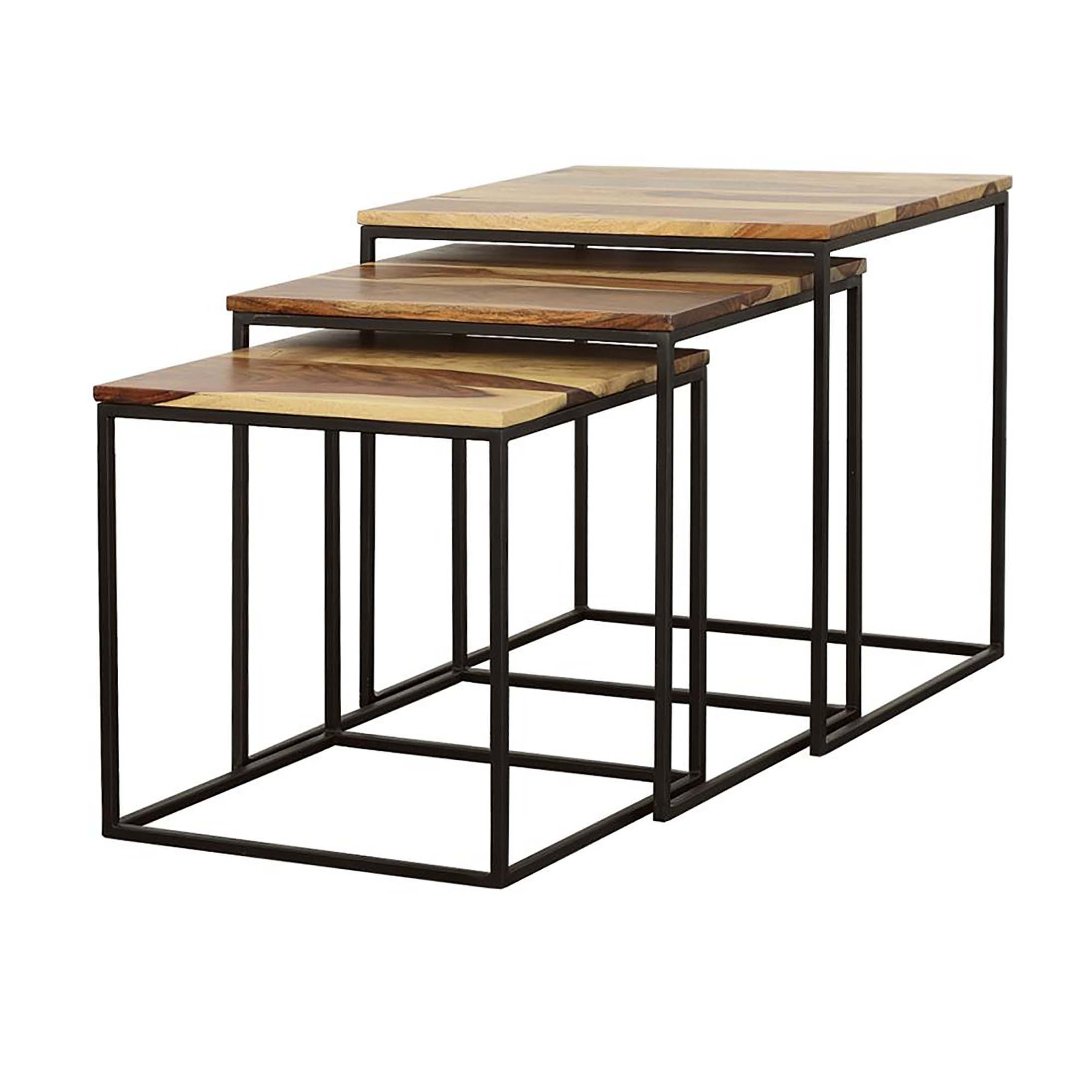George Oliver Natural and Black 3-piece Nesting Table - Wayfair Canada