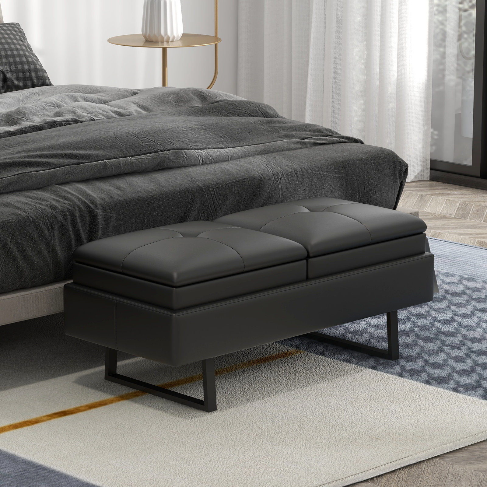 Inbox Zero 2-Seat Faux Leather Office Bench - Wayfair Canada