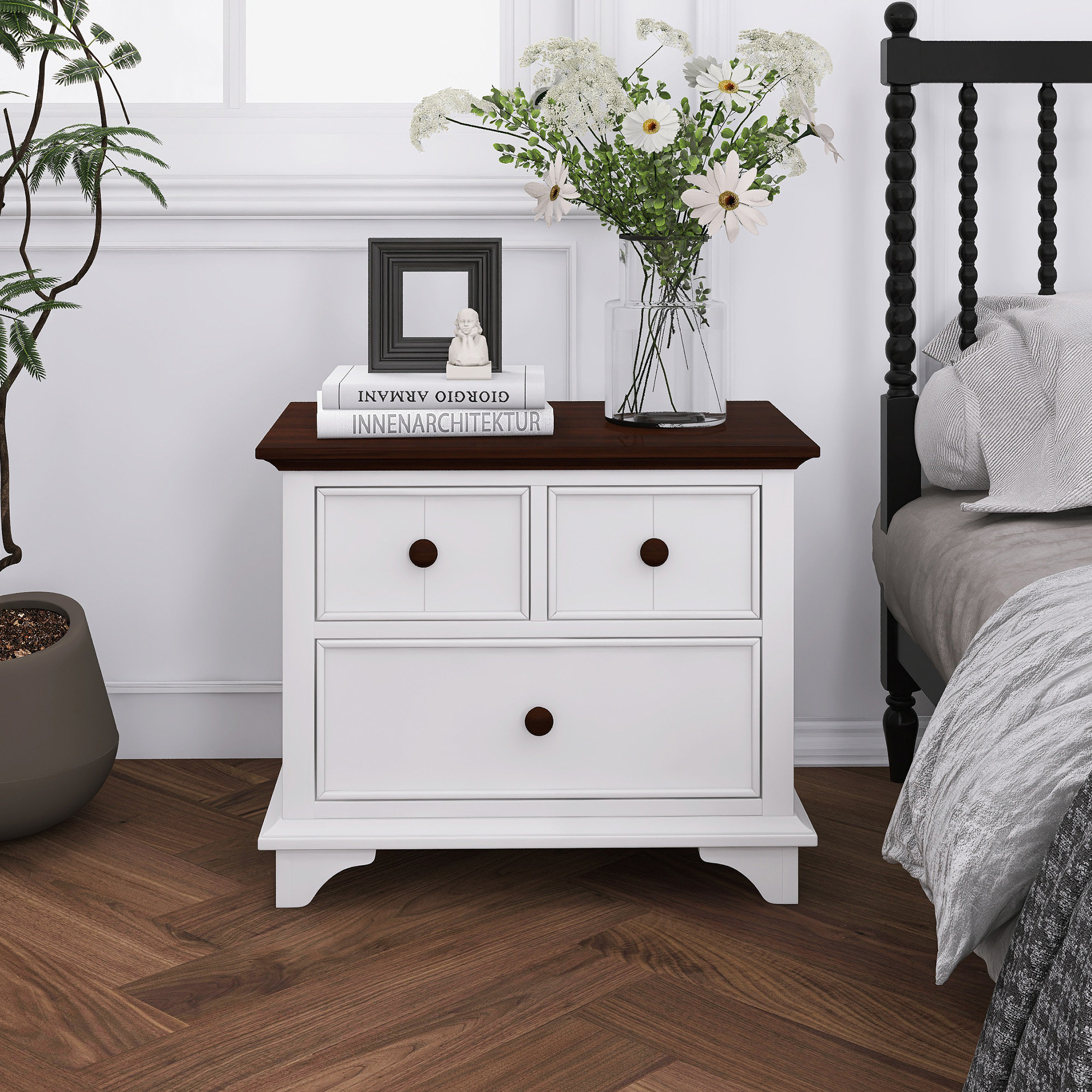 Lark Manor 27.60" Wooden Captain Two-Drawer Nightstand Kids Night Stand ...
