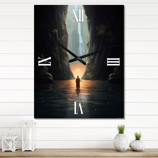 Ivy Bronx Buddhist Monk Meditating In Cave Lake - Meditation Wall Clock ...