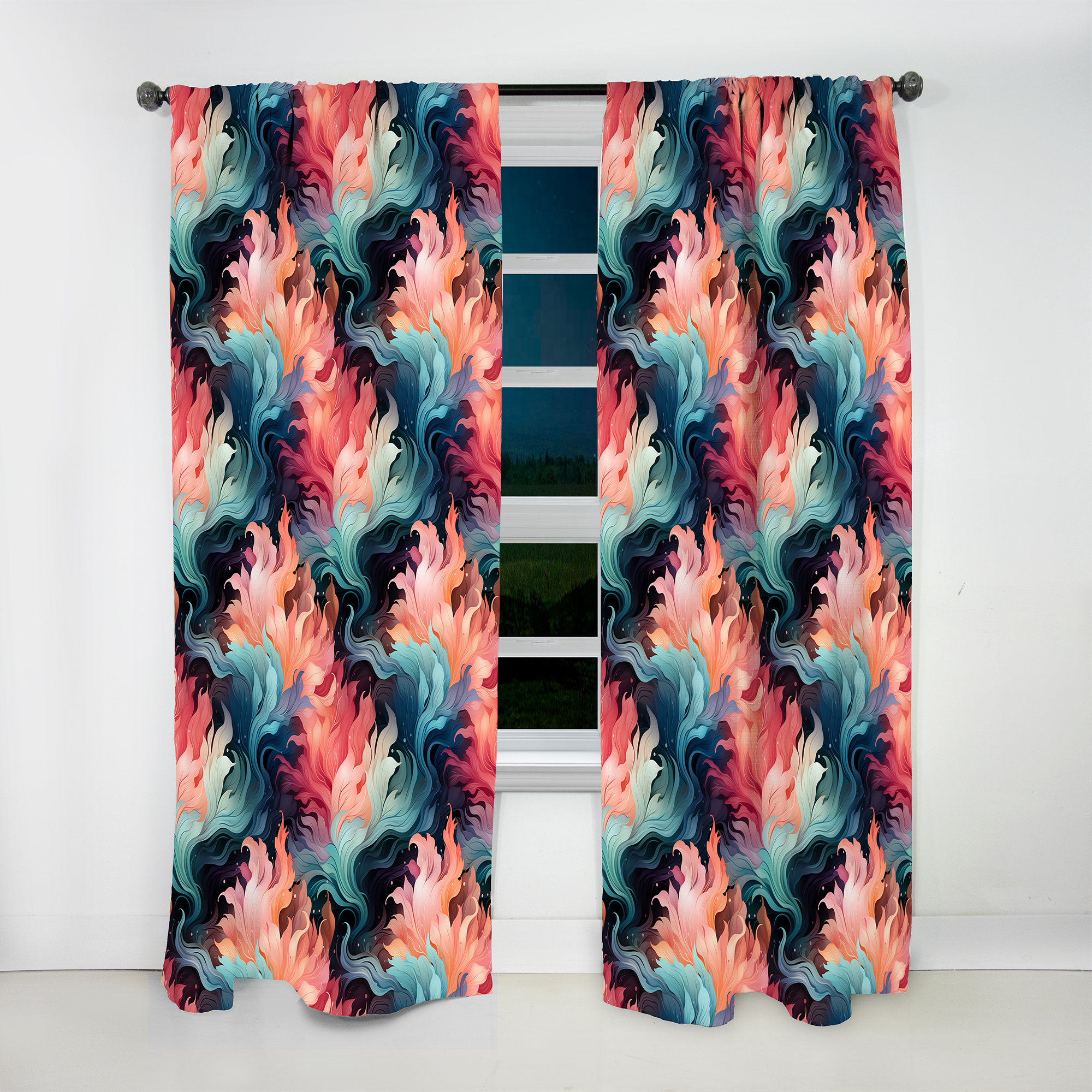 Design Art Coral Illusion Tropical Pattern - Floral Curtain - Velvet ...