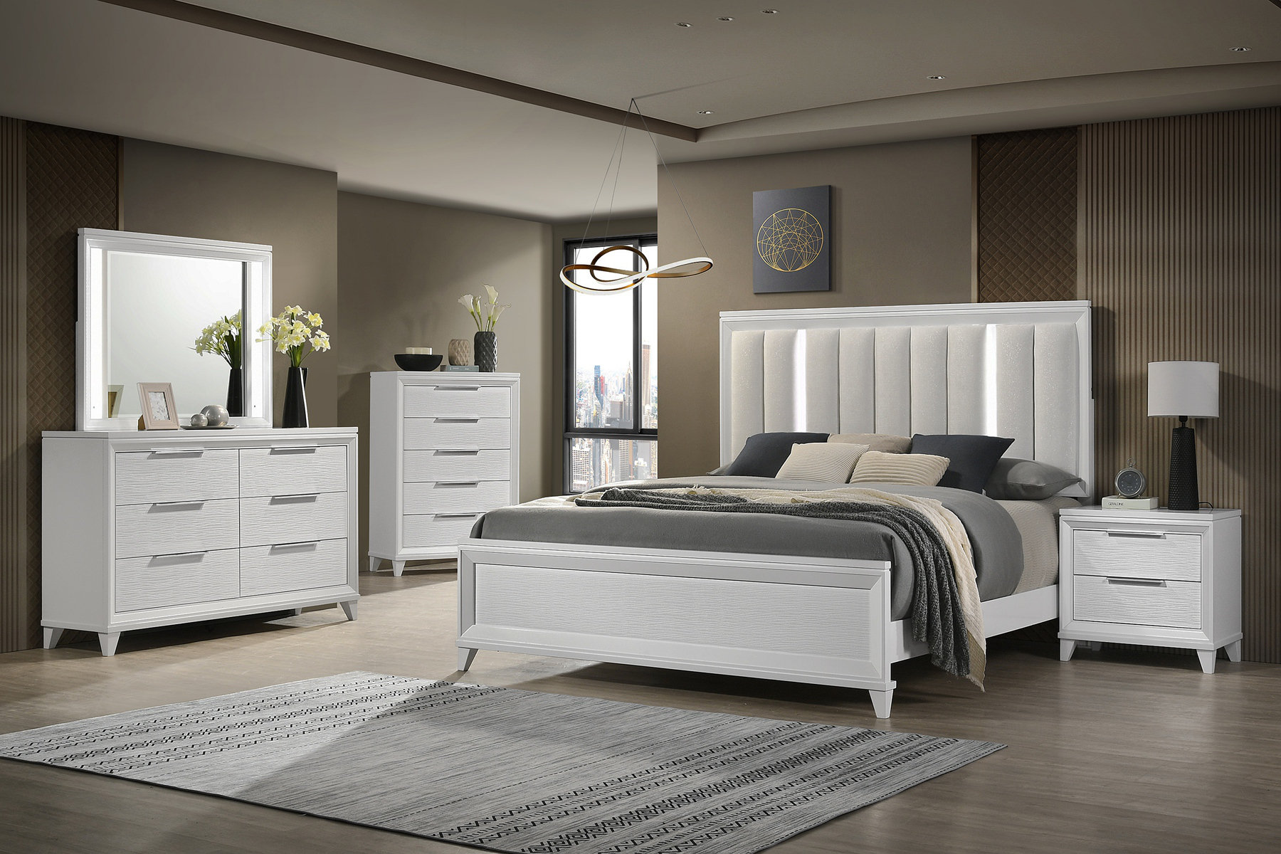 Latitude Run® Contemporary Queen Size Bed 2Xnightstand 3Pc Set Panel ...
