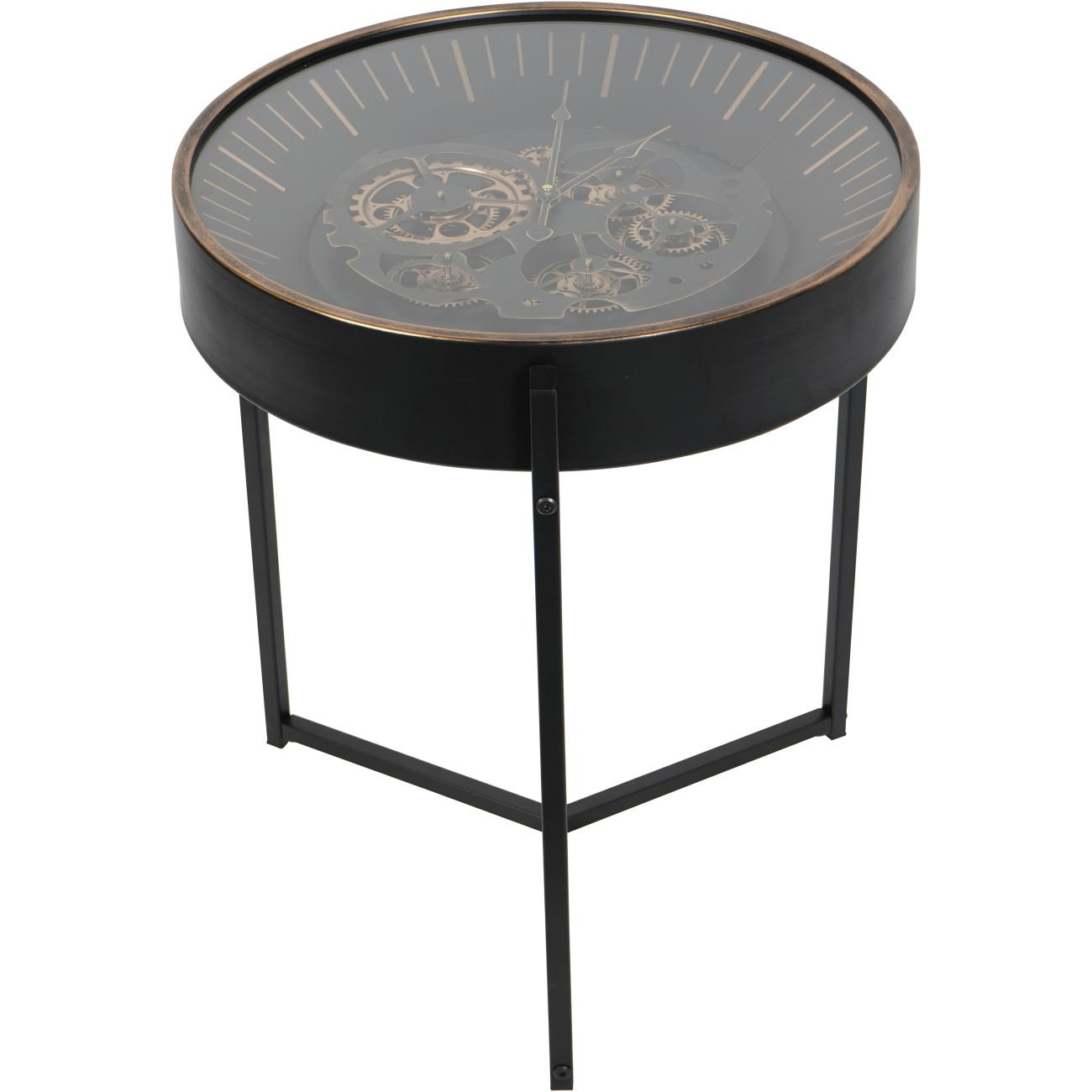 Trent Austin Design Palladium Clock with Moving Cogs Black Gold Side ...