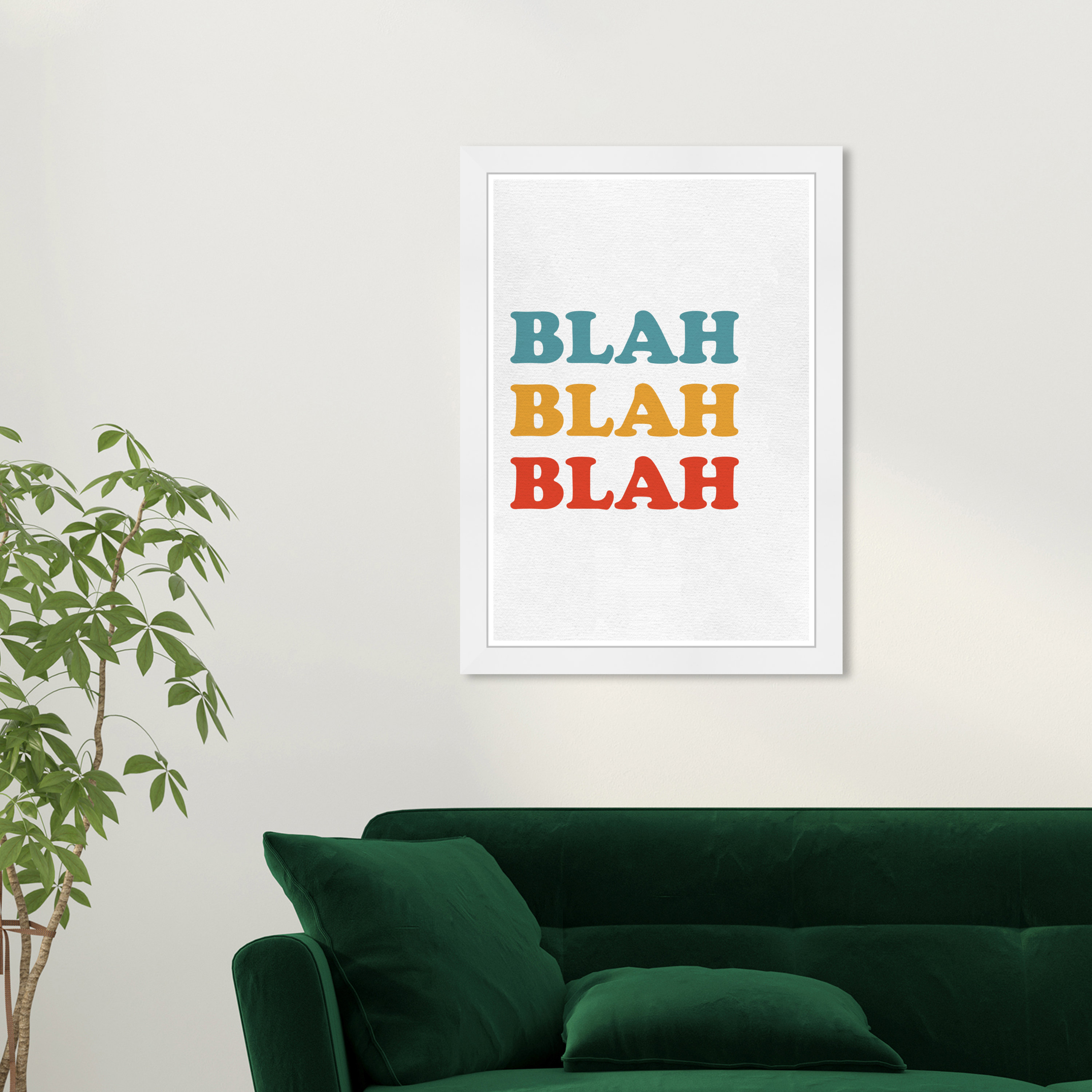 Trinx Typography and Quotes Blah Blah Blah Modern Blue Paper Wall Art ...
