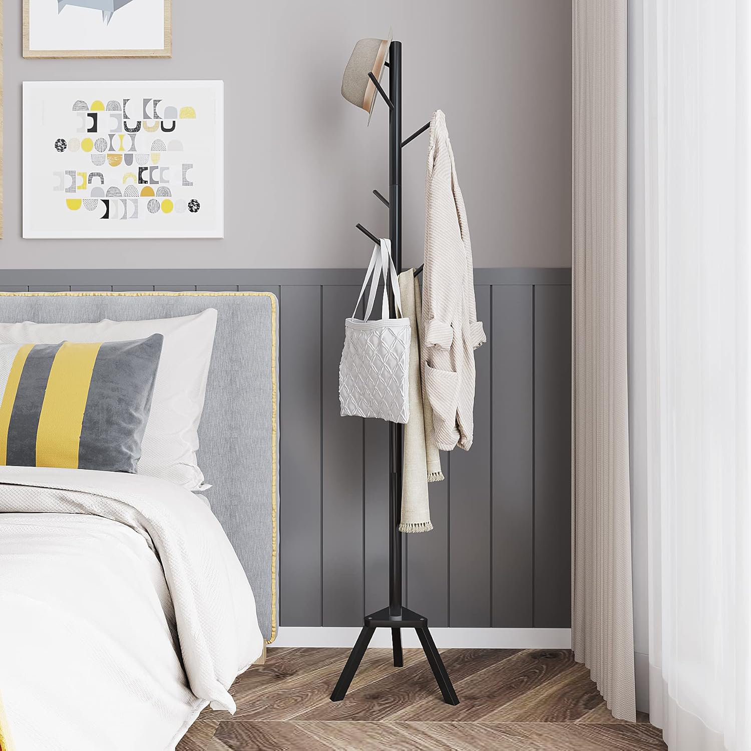 George Oliver Vandyke Coat Rack Stand, Premium Bamboo Free Standing ...