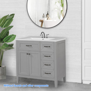 Winston Porter Jermey 36'' Single Bathroom Vanity with Ceramic Top ...