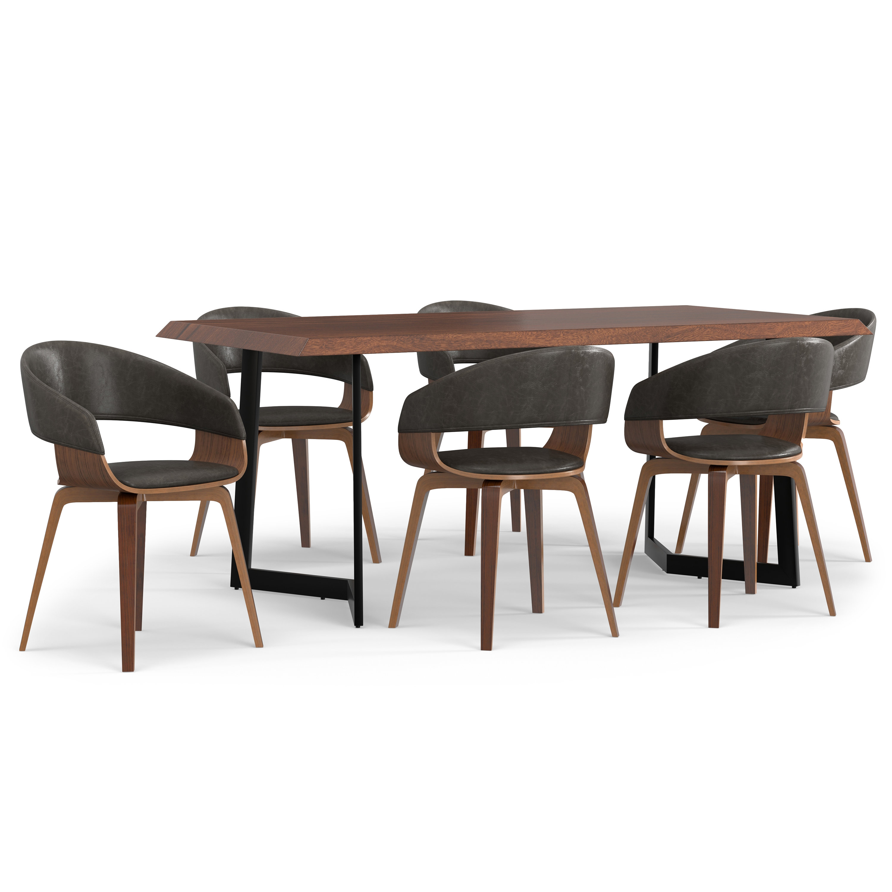Simpli Home Lowell / Watkins 7-Piece Modern Industrial Dining Set with ...