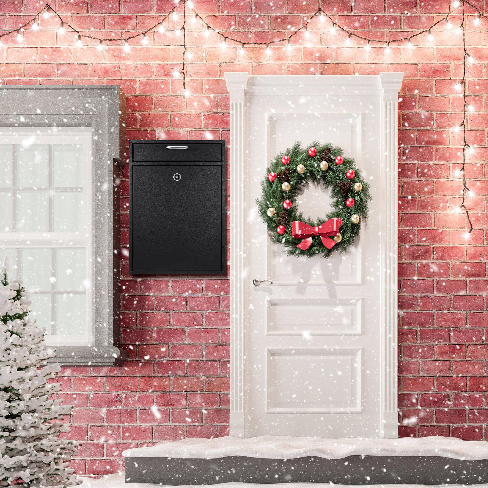 FEIYAN Locking Mailbox With Key For Outdoor Large Wall Mount Mail Box ...