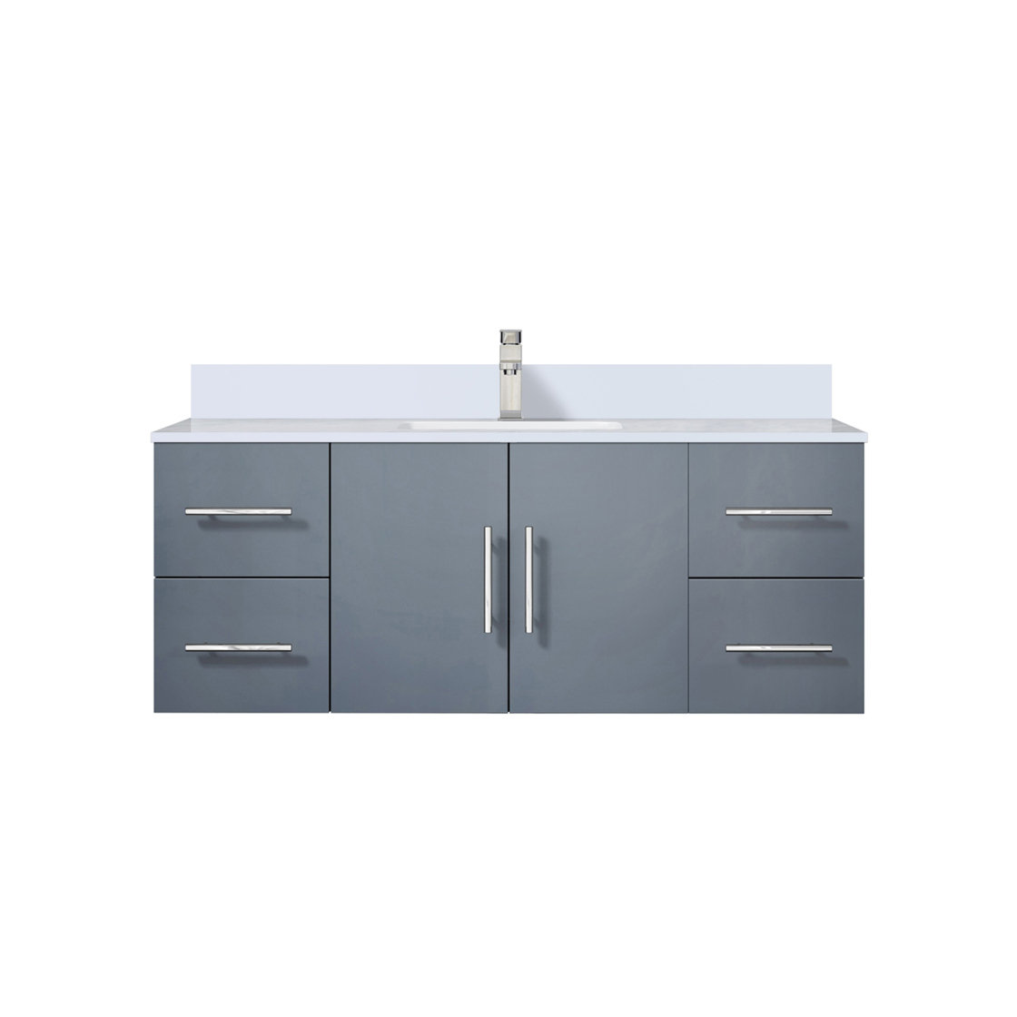 HEIMAO Glossy White Bath Vanity 48 In. W X 22 In. D, White Quartz Top ...