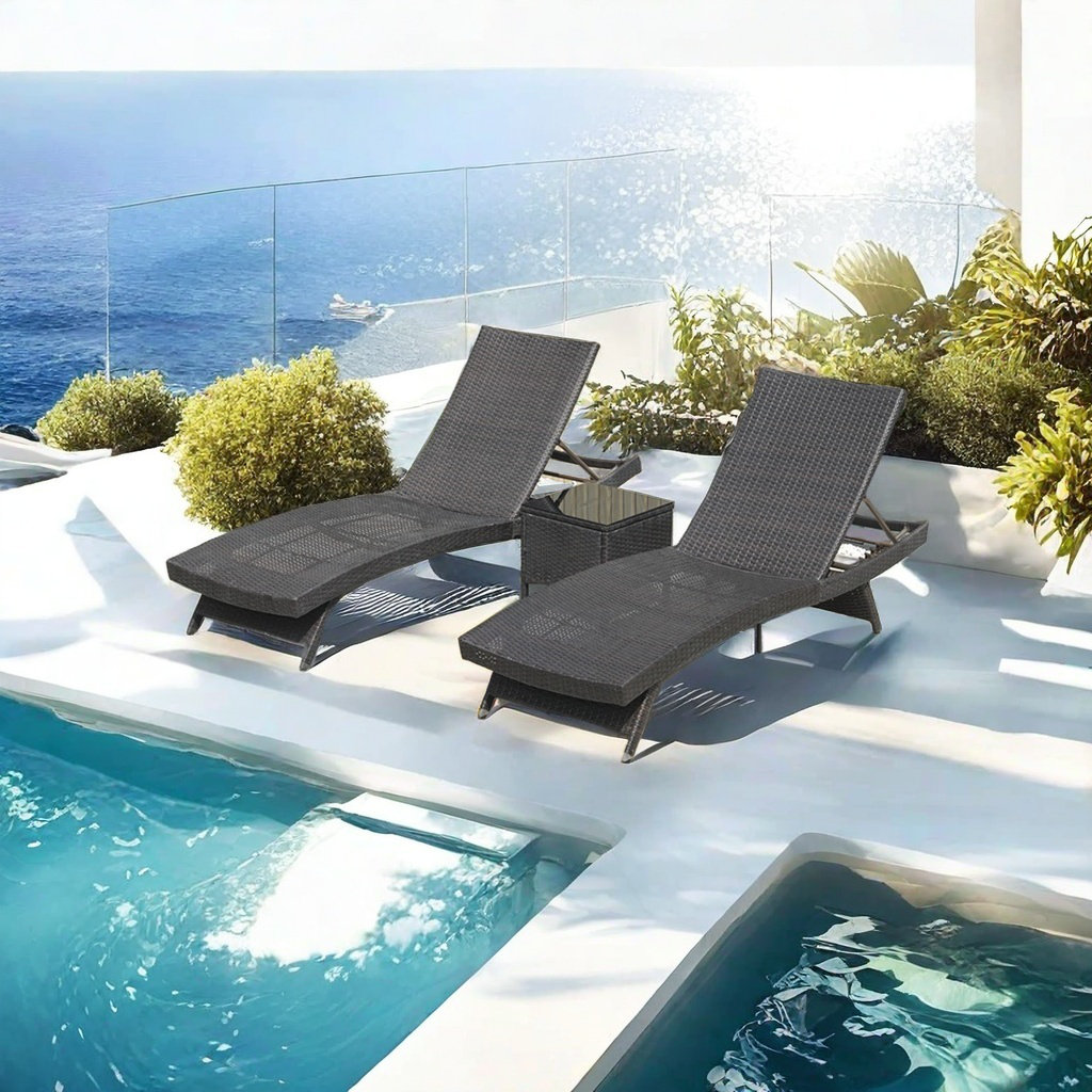 Hokku Designs Darnay Rattan Bed Outdoor Pool Lounge Chair Outdoor ...