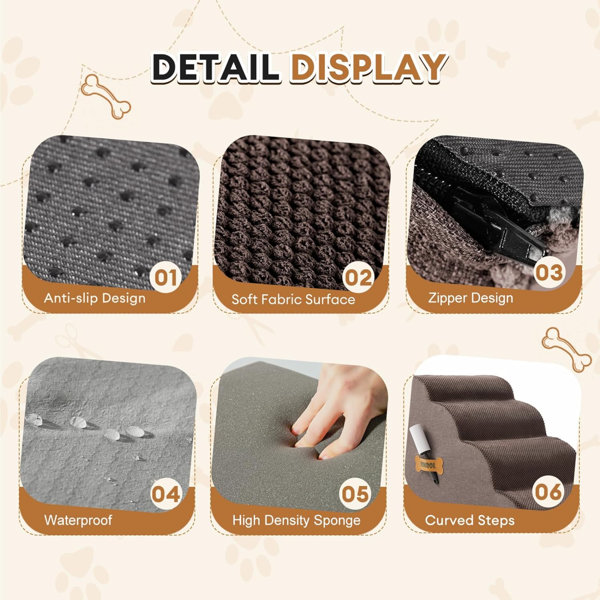 Tucker Murphy Pet™ Dog Stairs, Dog Steps Ramp For High Bed And Couch ...