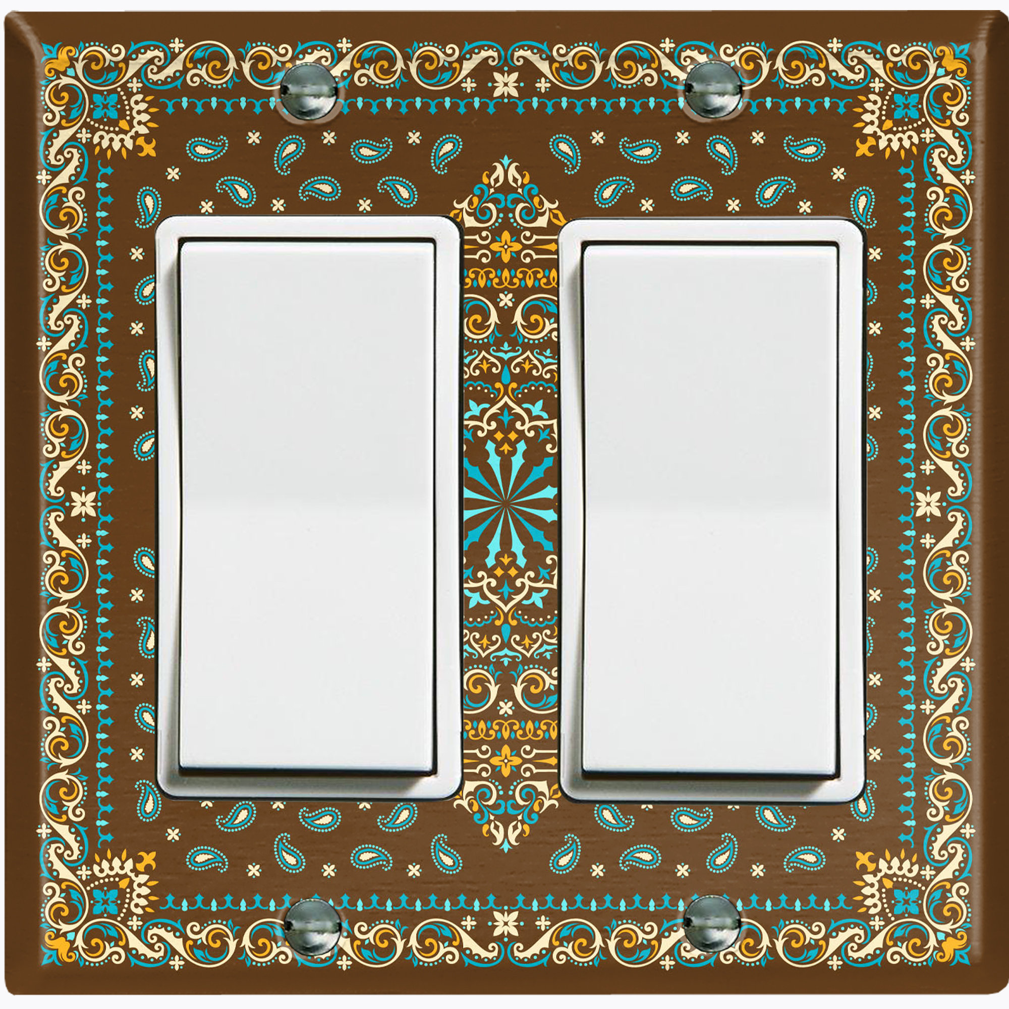 WorldAcc Bandana Paisley Rug Tile Pattern 2-Gang Rocker Wall Plate ...