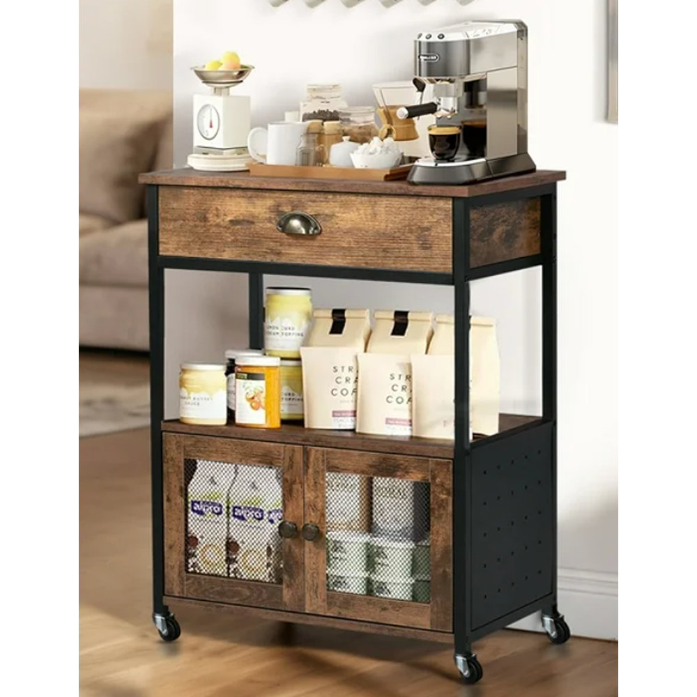 17 Stories Coffee Cart, Coffee Bar Microwave Cart With Storage, Coffee ...