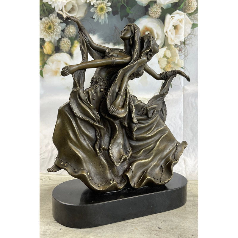 Canora Grey Gemini Twin Dancer Girls Bronze Statue Sculpture Figure ...