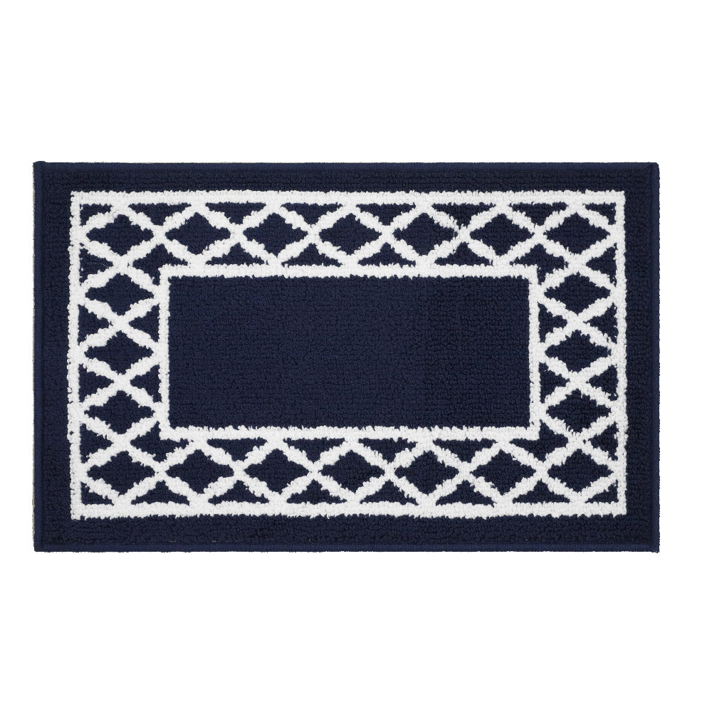 Ebern Designs Performance Navy Blue Machine Washable Rug | Wayfair