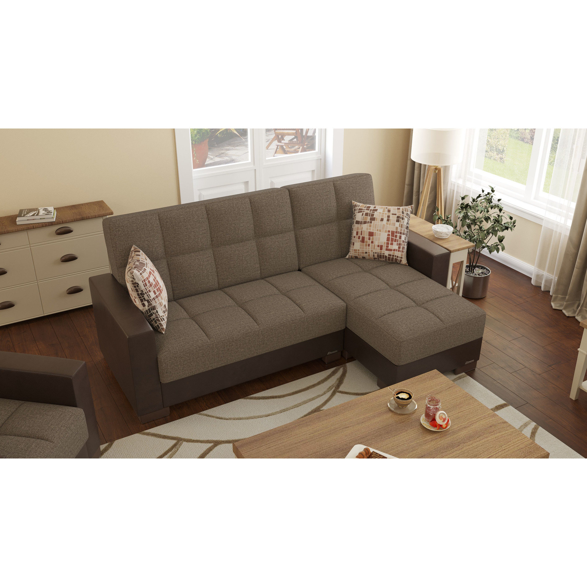 Hokku Designs Collection 3 - Seat Upholstered Convertible Chaise Lounge ...